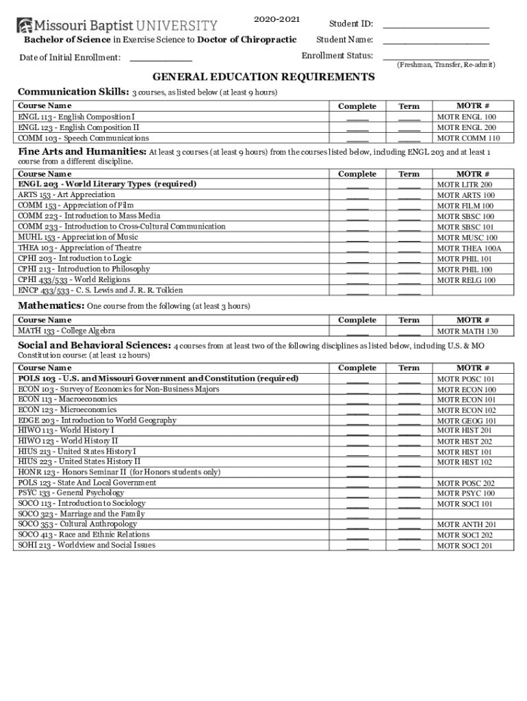 Fillable Online B.S. in Exercise Science - School of Health Sciences Fax Email Print - pdfFiller