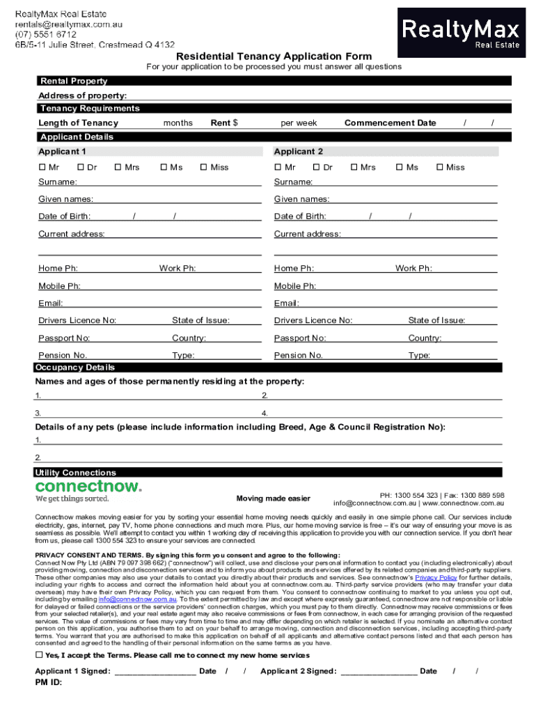 Fillable Online FREE 50+ Tenancy Application Forms in PDFMS Word - sampleformsResidential Rental ...