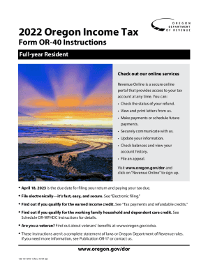 Fillable Online 2022 Publication OR-40-FY, Oregon Income Tax Full-Year ...