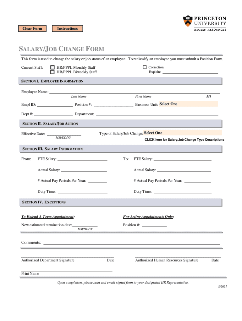 Fillable Online Employee Change Form TemplateJotformRequest For Salary ...