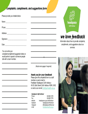 Fillable Online Complaints, Compliments and Feedback Form ...