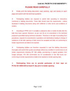 Fillable Online PPRA - PunjabPublic Procurement Regulatory ...