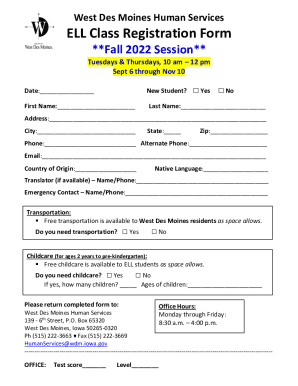 Fillable Online Get the free West Des Moines Human Services ELL Class ...