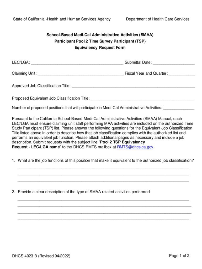 Fillable Online School-Based Medi-Cal Administrative Activities (SMAA ...