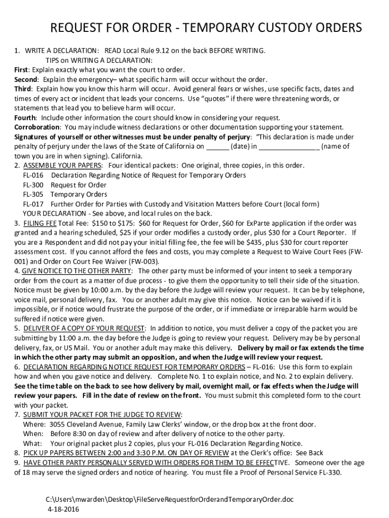 Fillable Online requestletters.comhomewriting-a-temporaryWriting a Temporary Custody Letter Free ...