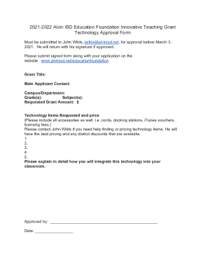 Fillable Online ITG 2021-2022 Technology Approval Form - Alvin ...