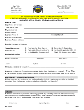 Fillable Online Aztec Utility Services and Billing - Aztec, New Mexico ...