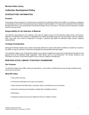Fillable Online Collection Development Policy - MONTANA STATE LIBRARY ...