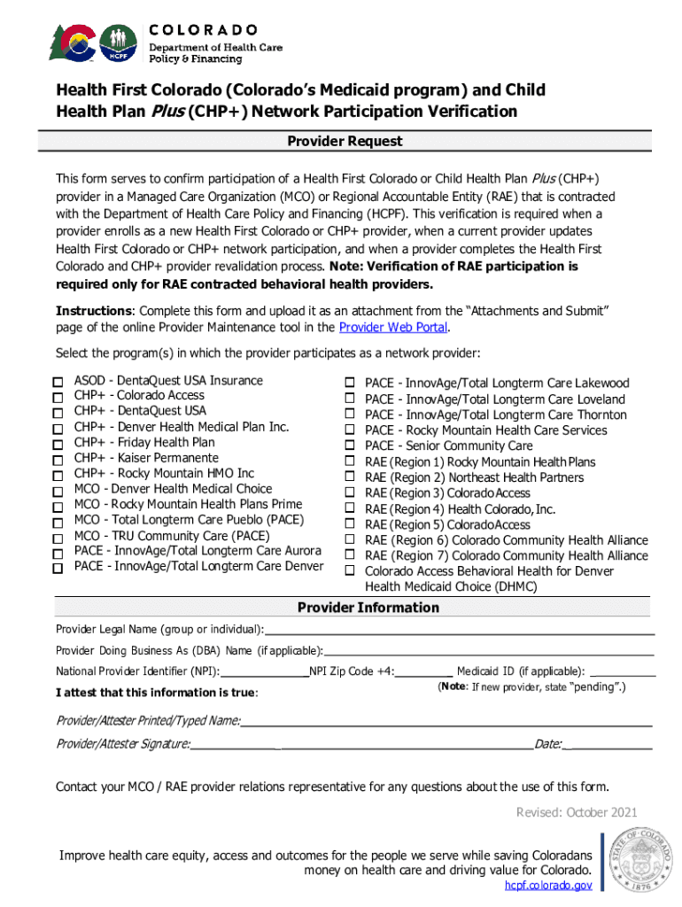 Fillable Online ColoradoPAR: Health First Colorado Prior Authorization ...