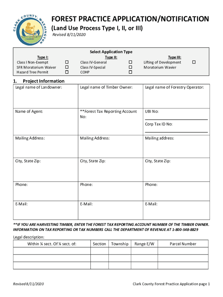 Fillable Online clark wa Forest Practices Application Review System ...