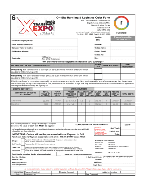 Fillable Online On-Site Handling & Logistics Order Form - AWS Fax Email ...