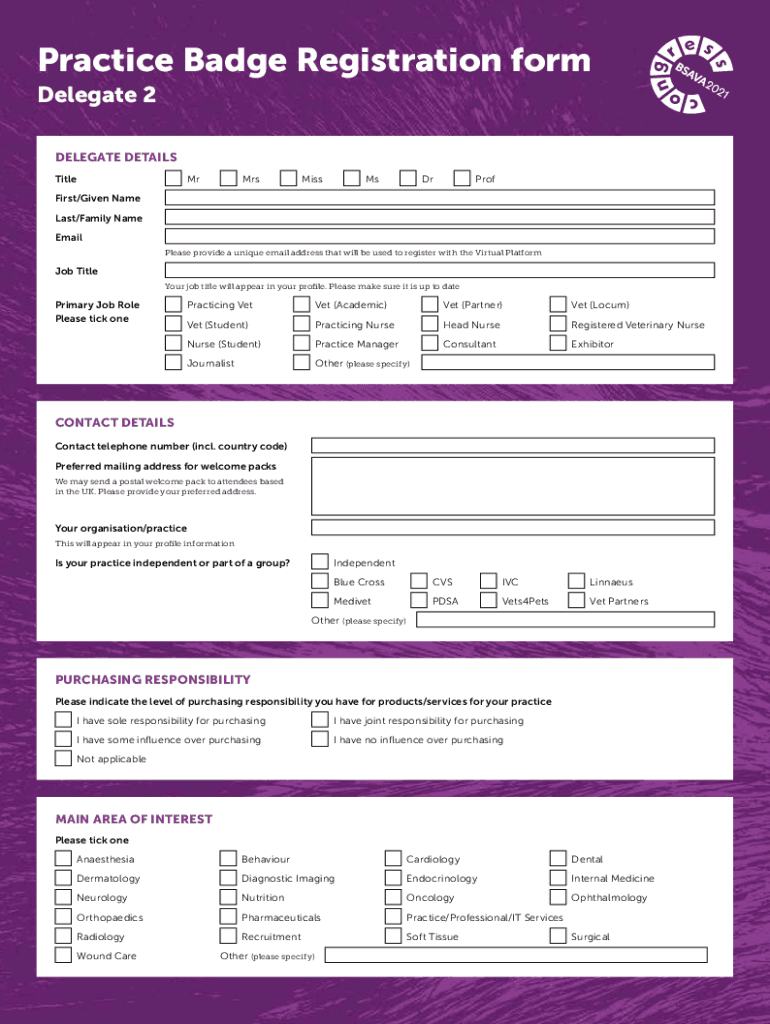 Fillable Online Fill - Free fillable OFFICIAL DELEGATE REGISTRATION FORM PDF form Fax Email ...