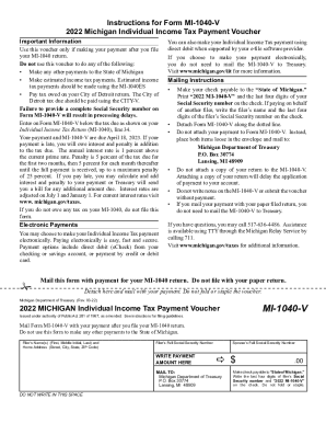 Fillable Online Michigan Form MI-1040-V (Individual Income Tax e-file ...