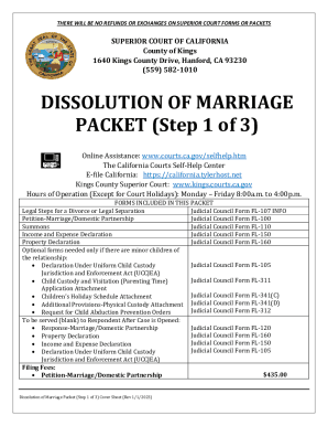 Fillable Online DISSOLUTION OF MARRIAGE PACKET (Step 1 of 3) Fax Email Print - pdfFiller