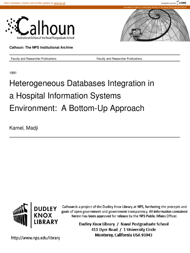 Fillable Online 1991 Heterogeneous Databases Integration in a Hospital ... - CORE Fax Email ...