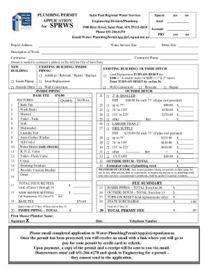 Fillable Online plumbing permit - application Fax Email Print - pdfFiller