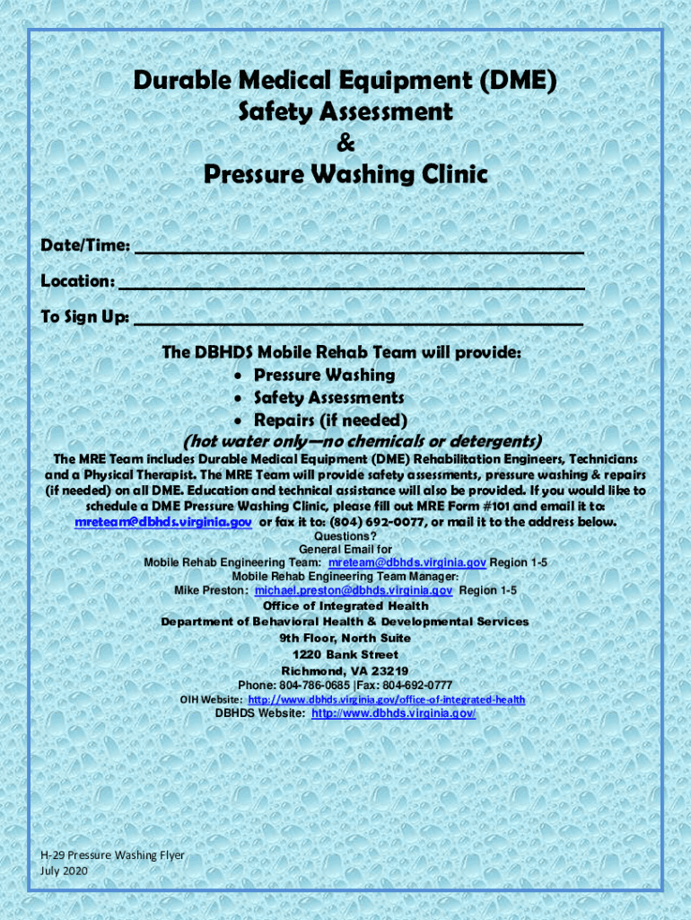 Fillable Online dbhds virginia Durable Medical Equipment Clinic - Chan ...