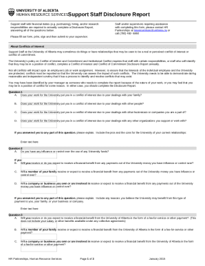 Conflict of Interest (Support Staff) Doc Template | pdfFiller