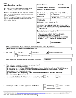 Fillable Online Form N244 - Application Notice - N Application notice ...