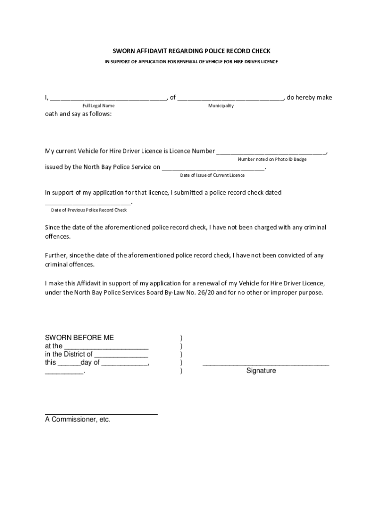 Fillable Online Police Affidavit Form - Fill and Sign Printable ...