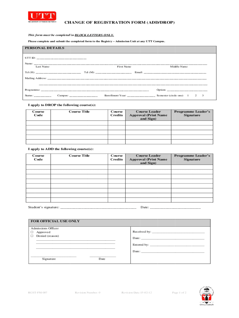 Fillable Online go.citadel.eduregistrarregistrar-formsRegistrar Forms ...