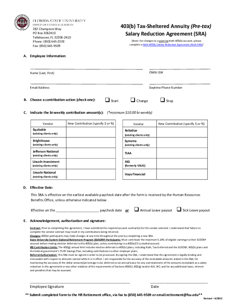 Fillable Online hr fsu I. SECTION 403(b) TAX-SHELTERED ANNUITY ...