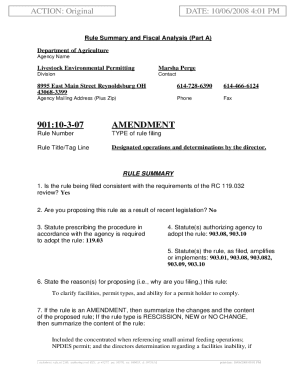 Fillable Online Rule Summary and Fiscal Analysis EXHIBIT 7 Part A ...