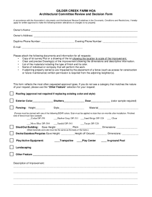 Fillable Online GILDER CREEK FARM HOA Architectural Committee Review and Decision Form Fax Email ...