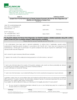 Fillable Online Consent Form for the Performance of Genetic Analyses ...
