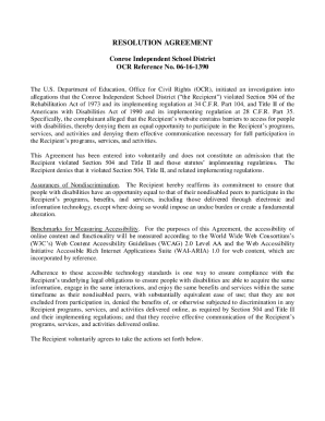 Fillable Online www2 ed Resolution Agreement - United States Secretary ...