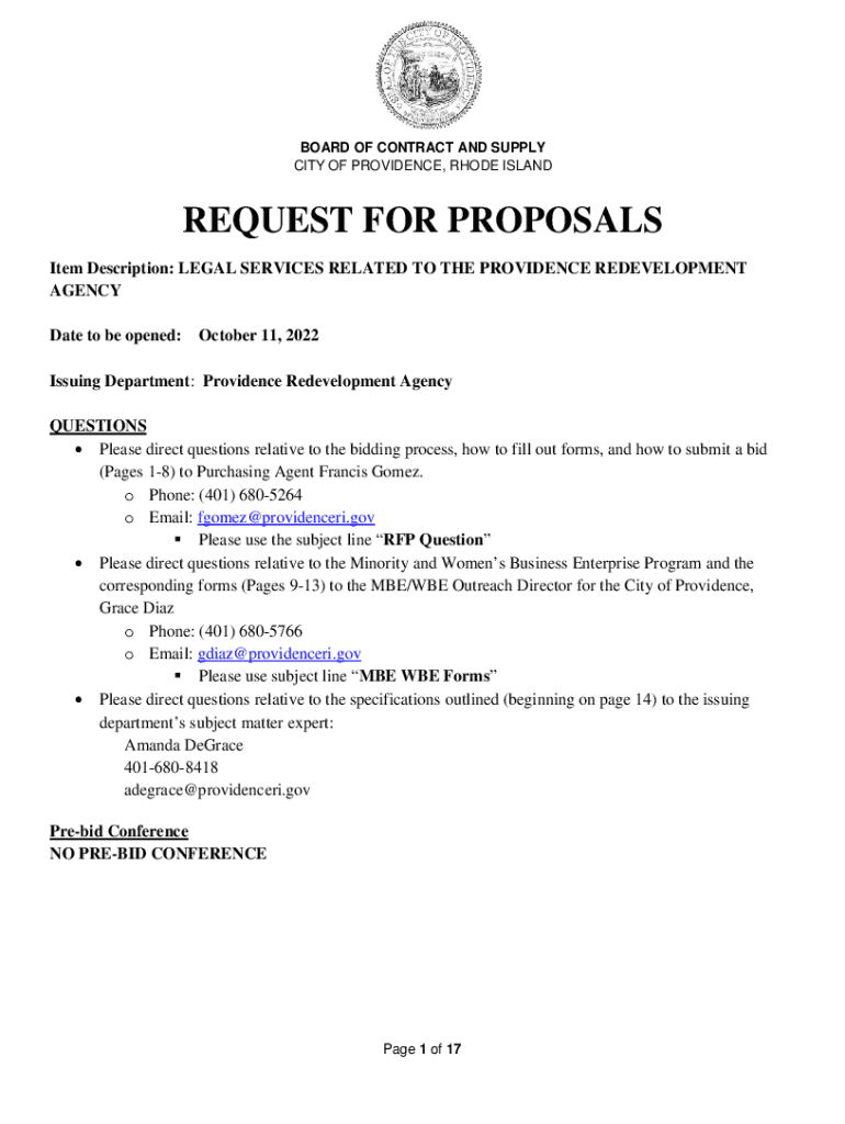 Fillable Online Request for Proposals Legal Services ISSUED DATE Fax ...