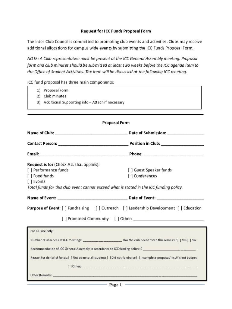 Fillable Online Request for ICC Funds Proposal Form - Mission College ...
