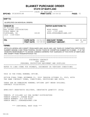 Fillable Online Blanket Purchase Orders.pdf - DoIT Fax Email Print ...