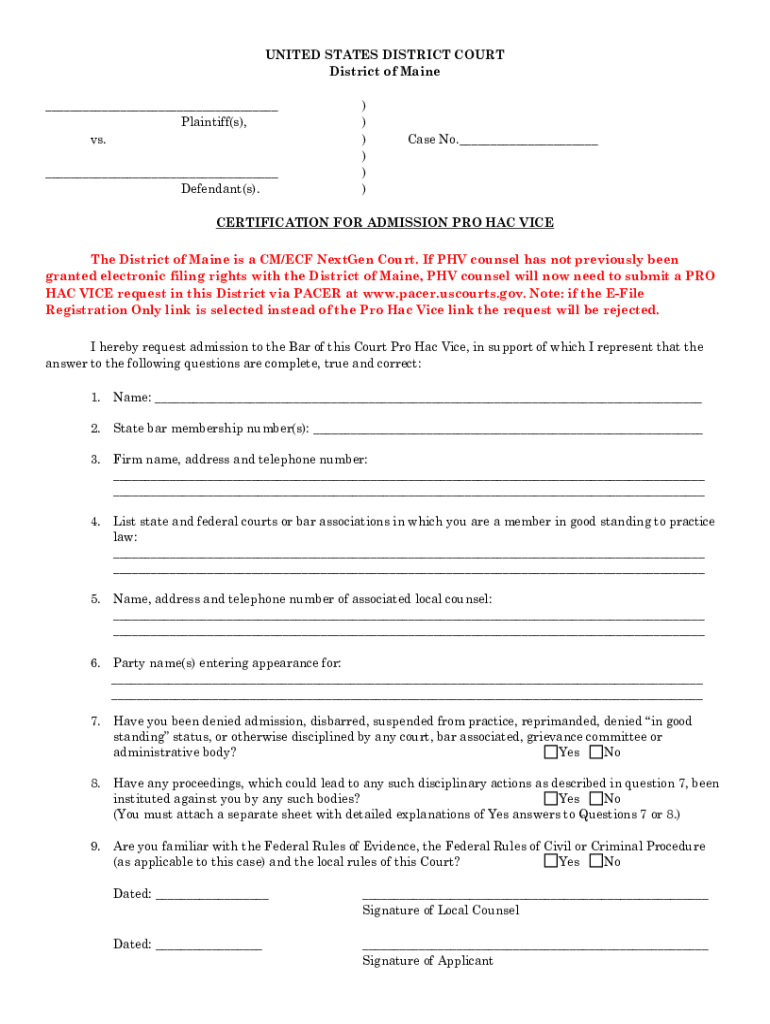Fillable Online PHV Certificate form Fax Email Print - pdfFiller