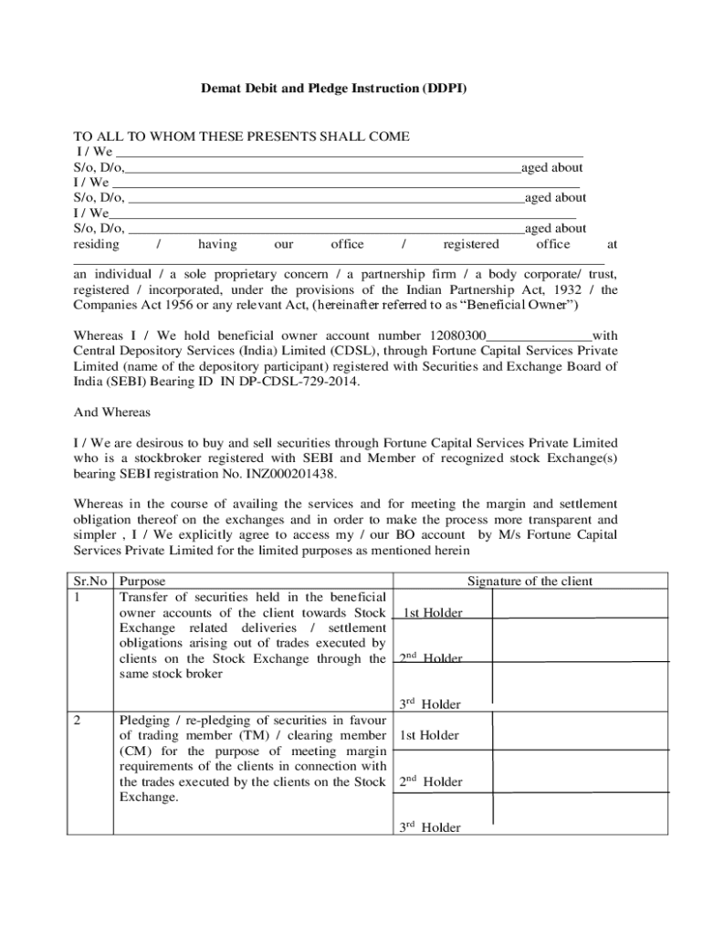 Fillable Online Final Form Revised with DDPI updation - HDFC securities ...