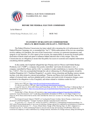 Fillable Online Statement of Reasons, MUR 7442 Fax Email Print - pdfFiller