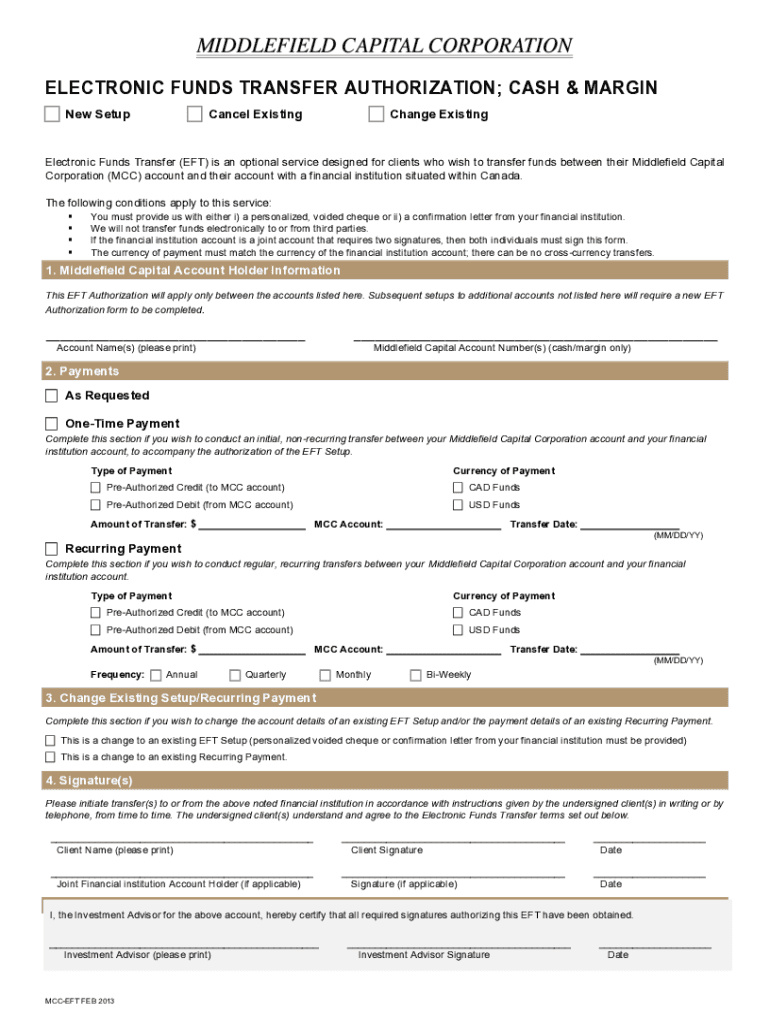 Fillable Online Electronic Funds Transfer Authorization Form - Wolters ...