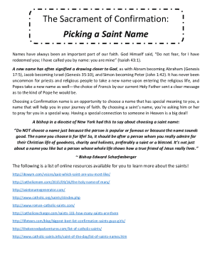 Fillable Online What's In a Name? Choosing a Confirmation Name Fax ...