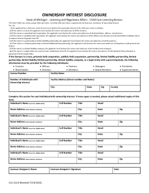 Fillable Online OWNERSHIP INTEREST DISCLOSURE - State of Michigan Fax ...