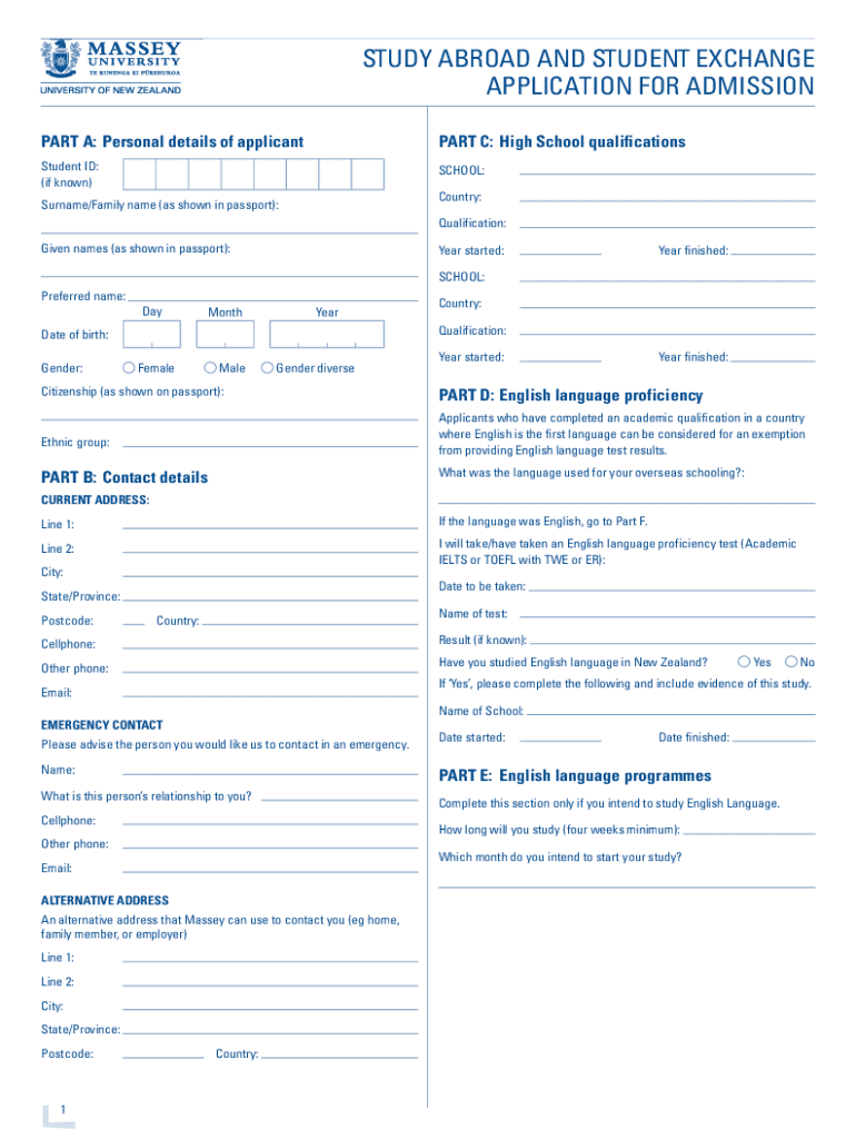 Fillable Online study abroad and student exchange application for admission Fax Email Print ...