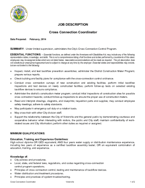 Fillable Online Backflow and Cross Connection Control Specialist I/II ...