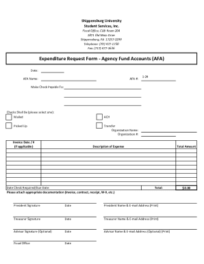 Fillable Online Expenditure Request Form - AFA.xls Fax Email Print - pdfFiller