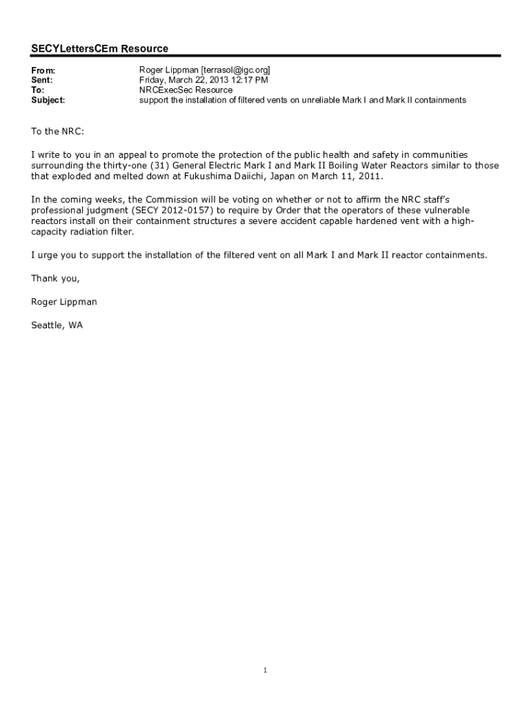 Fillable Online Comment (4787) Form E-mail regarding GE Reactors LTR-12 ...