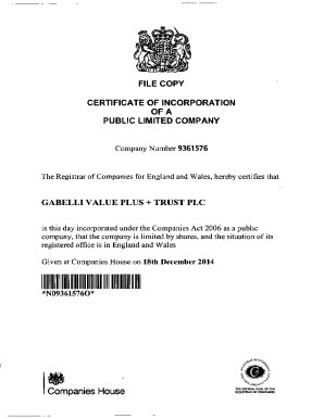 Fillable Online How to get a replacement certificate of incorporation Fax Email Print - pdfFiller