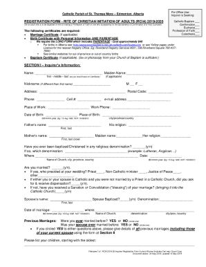 Fillable Online RCIA Inquirer Form - Saint Jude the Apostle Catholic ...