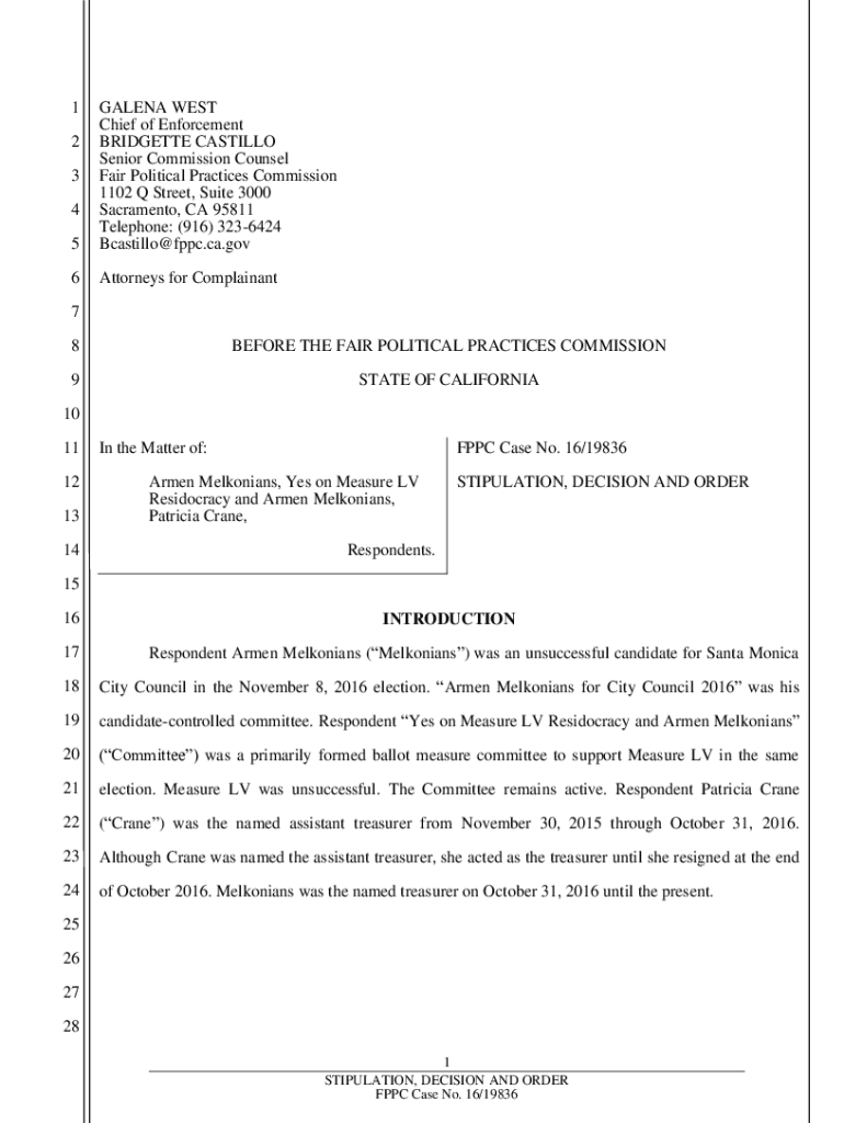 Fillable Online state of california - fair political practices ...