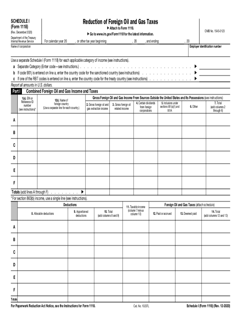 Fillable Online Demystifying the Form 1118 Part 9. Schedule G Reduction ...