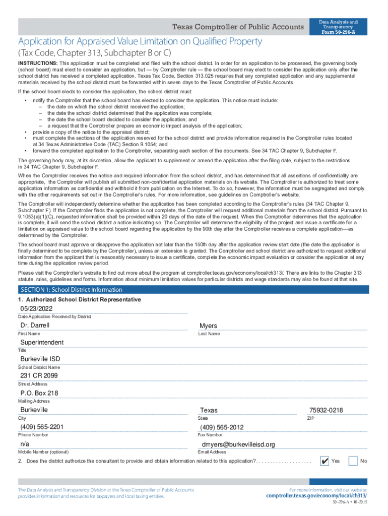 Fillable Online May 23, 2022 Via Electronic Mail: Ch313.appscpa.texas ...