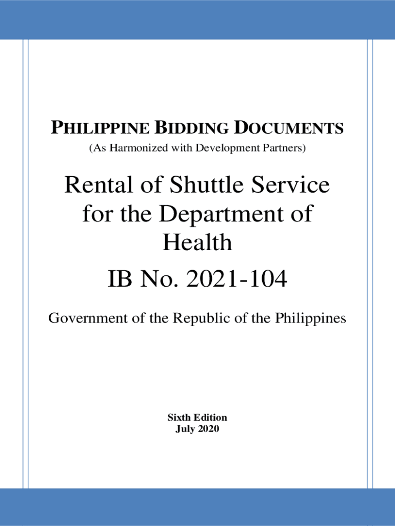 Fillable Online doh gov Bidding documents for rental of vehicles for OPAPP-Ortigas Fax Email ...