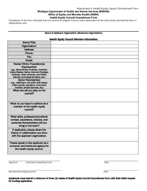 Fillable Online Health Equity Council Commitment Form. Health Equity ...